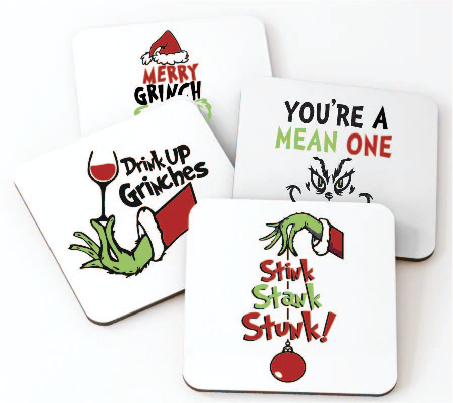 Grinch Themed Coasters set of 4 – The Twisted Trail